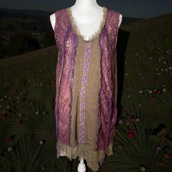 Pretty Angel | Dresses | Pretty Angel L Boho Tunic Dress Lace Purple ...